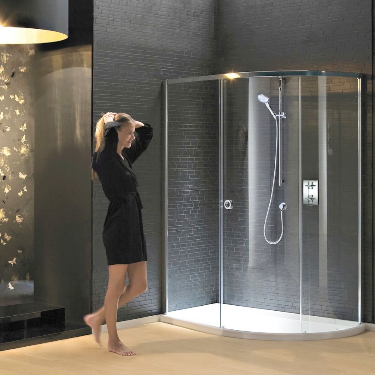Matki Radiance Curved Offset Shower Enclosure With Shower Tray Nrxo