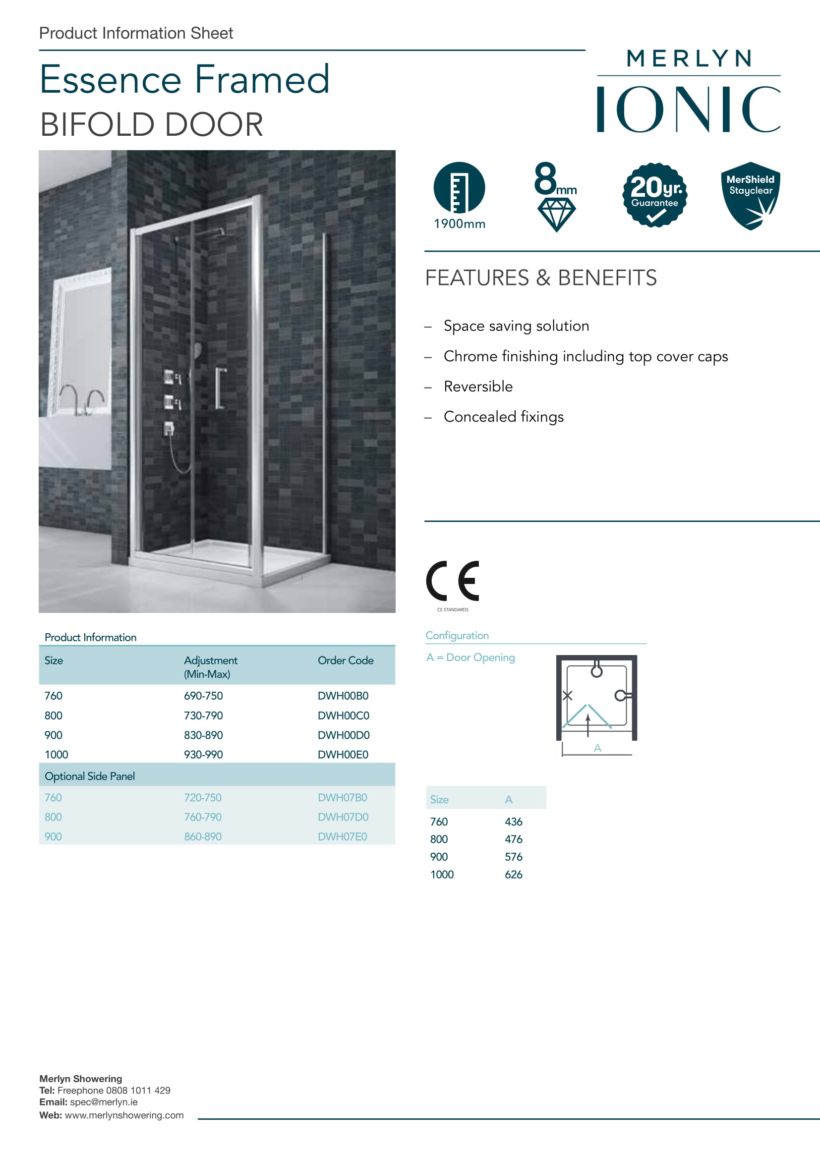 Merlyn Ionic Essence Framed Bi Fold Enclosure Rsf Bathrooms