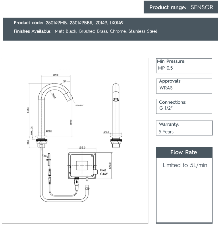 JTP - Sensor Basin Mixer - RSF Bathrooms